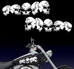 Amazon.com: Motorcycle Row of Skulls Gas Tank Side Decals Harley ...