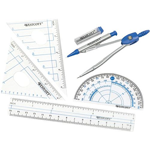 Westcott Six Piece Geometry Tool Kit With Pouch, Assorted Colors ...