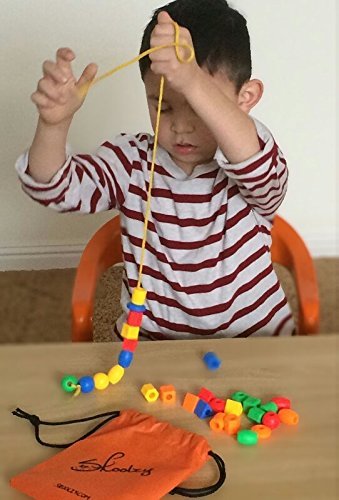 Skoolzy Preschool Large Lacing Beads for Kids - 30 Stringing Beads with ...