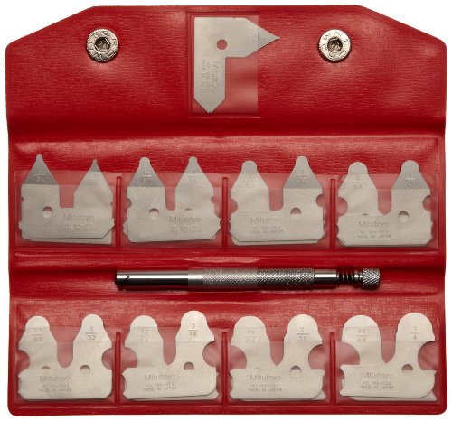 Mitutoyo 186-903, Radius Gage Set, 17 Leaves, 1/64" to 17/64" by 64ths ...