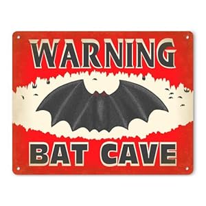 Amazon.com - Retro Bat Cave Warning Metal Door Sign / Wall Plaque ...