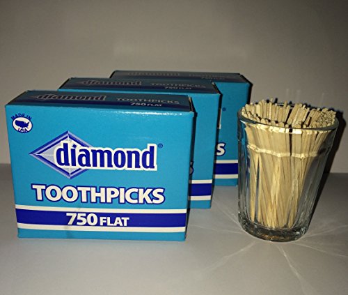 3 Pack Diamond Flat Toothpicks with Glass Holder Health Beauty Personal ...