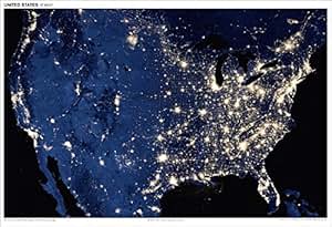 Amazon.com : 13x19 Anchor Maps United States at Night Poster ...