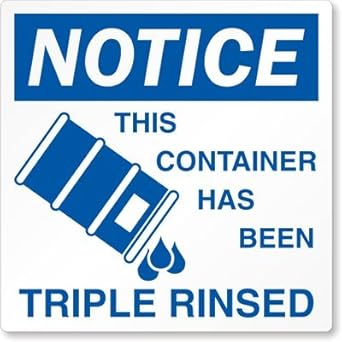 Notice this Container has been Triple Rinsed, 100 Labels / Roll, 6" x 6 ...
