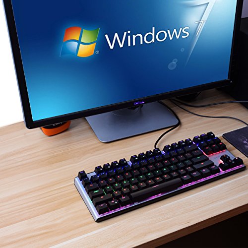 [아마존딜] Tenkeyless Mechanical Keyboard USB LED Gaming Keyboard with Blue ...