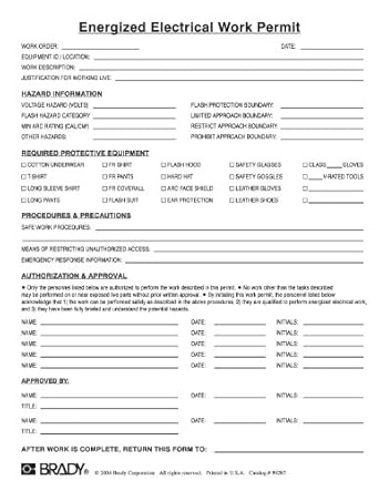Brady Energized Electrical Work Permit: Industrial Warning Signs ...