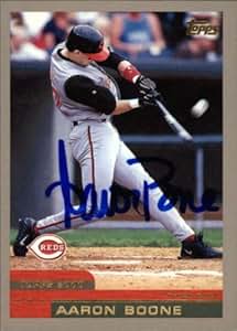 Amazon.com: AARON BOONE REDS SIGNED BASEBALL CARD 2000 TOPPS #288 ID ...
