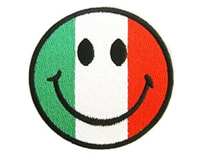 Amazon.com: Smile Face Smiley Italy Flag Applique Embroidered Iron on ...