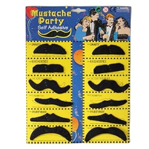 Amazon.com: 12 Fake Moustaches - Assorted Shapes and Sizes! Costume Fun ...
