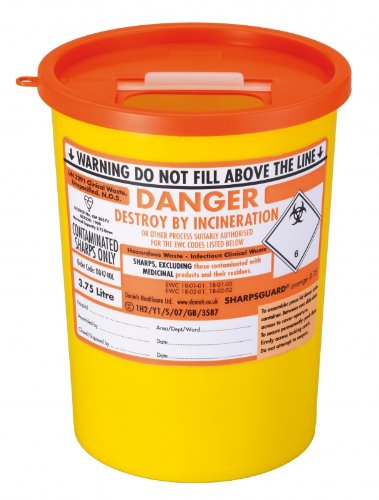 SharpsGuard Orange Lid 3.75 Litre Colour Coded Sharps Bin | Nakosite