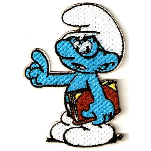 Amazon.com: Nerd Brainy Smurf glasses 'n book Embroidered Smurf Village ...