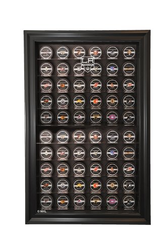 LA Kings 60 Hockey Puck Display Case Cabinet Style with Black Finish ...