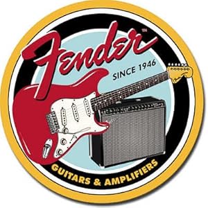 Amazon.com: Fender Guitar Round Retro Vintage Tin Sign: Prints: Posters ...