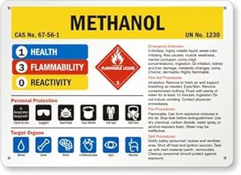Methanol - Health, Flammability, Reactivity, Engineer Grade Reflective ...