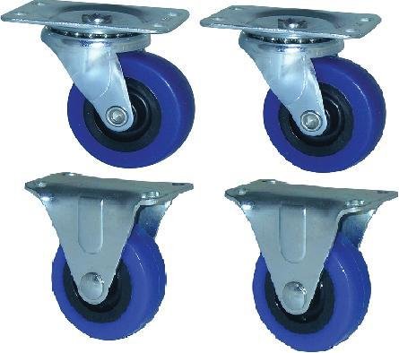 Limited Sale Heavy Duty Rubber Castor Set. 2" (50mm) Blue Rubber ...