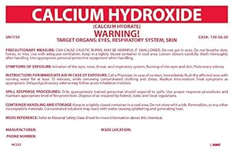 Calcium Hydroxide Container Label - 10 Pack: Amazon.com: Industrial ...