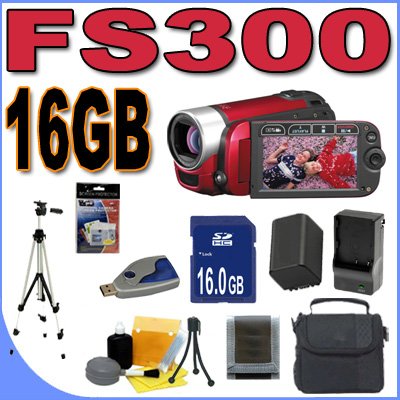 Canon FS300 Flash Memory Camcorder w/41x Optical Zoom (Red) BigVALUEInc ...