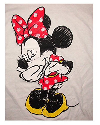 Disney Laughing Minnie Mouse Sketch Juniors White V-Neck T-Shirt (2XL ...