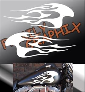 Amazon.com: Motorcycle Flames Gas Tank Flame Decals Harley 13"x5.5 ...
