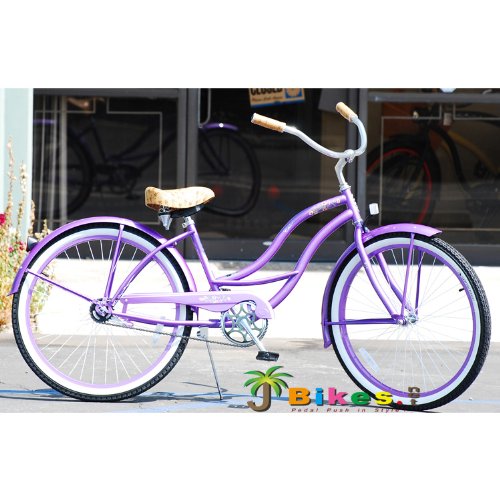 J Bikes CHLOE 26 Women's 1-speed Beach Cruiser Bicycle PURPLE Bike ...