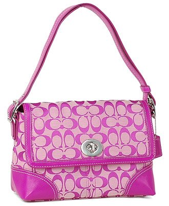 Cheap Coach Signature Soho Flap Shoulder Bag 13066 Hot Pink