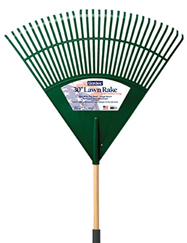 Gardex 30-Inch Poly Green Leaf Rake 48-Inch Handle Home Garden Lawn ...