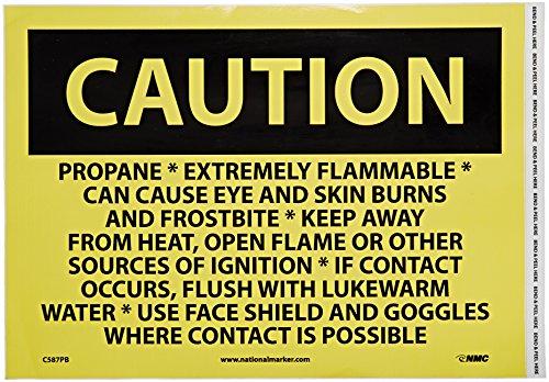 NMC C587PB OSHA Sign, Legend "CAUTION - PROPANE EXTREMELY FLAMMABLE CAN ...