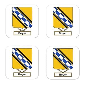 Amazon.com: Boyer Or Bowyer Family Crest Square Coasters Coat of Arms ...