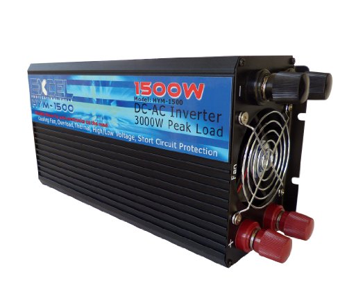 Excel 1500W 12 Volt DC to 120 Volt AC Power Inverter with 5 Volt USB ...