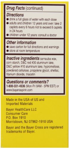 Bayer Aspirin Pain Reliever, Extra Strength Back & Body Pain, 50-Count ...