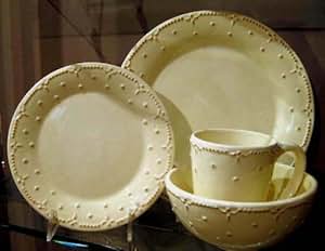 Amazon.com | Genevieve 16 Piece Dinnerware Set Color: Cream: Dinnerware ...