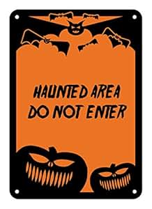 Reflective Aluminum Halloween Sign "Haunted Area Do Not Enter" 10" x 14 ...