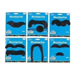 Amazon.com: 12 Fake Moustaches - Assorted Shapes and Sizes! Costume Fun ...