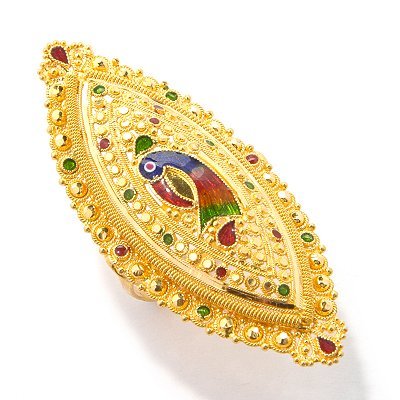21K Gold Granulated Enamel Peacock Ring « Peacock Ring- Jewelry Blog ...
