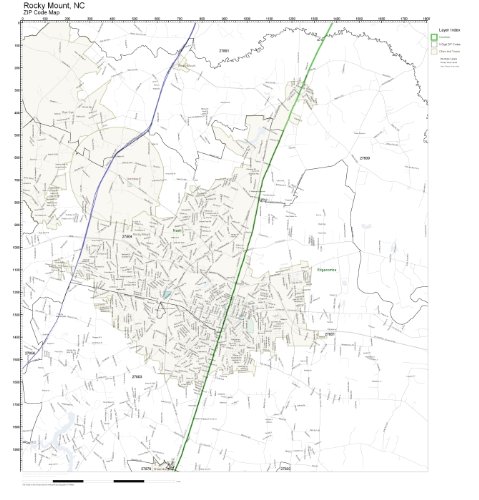 Zip Code Wall Map Of Rocky Mount Nc Zip Code | Desertcart Tunisia