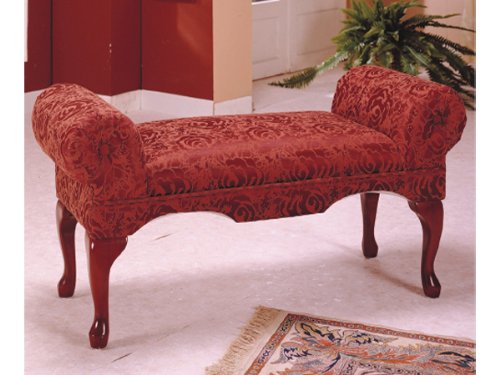 Red Fabric Arm Bench w/ Cherry Wood Legs Reviews | Home Appliances