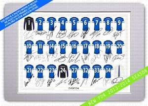 MOUNTED EVERTON FULL SQUAD TEAM SIGNED 12X8 INCH MOUNT WITH PRINTED ...