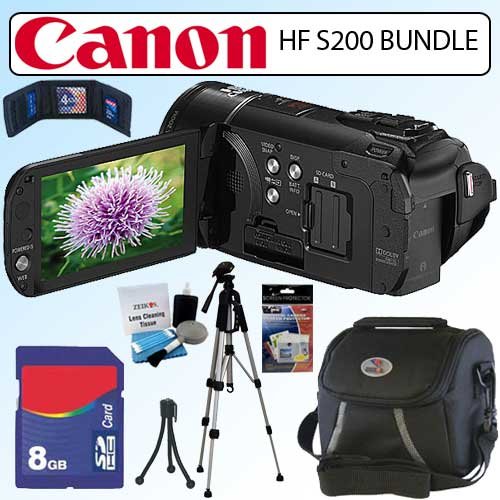 Canon VIXIA HF S200 10x Optical Zoom HD Flash Memory Camcorder and 8GB ...