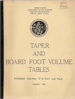 Taper and Board Foot Volume Tables: Scribner Decimal "C" 16 Foot Log ...