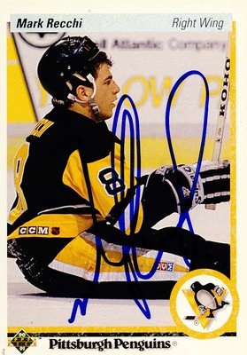 ~ Mark Recchi Pittsburgh Penguins Signed 1990-1991 UD Rookie Card 178 ...