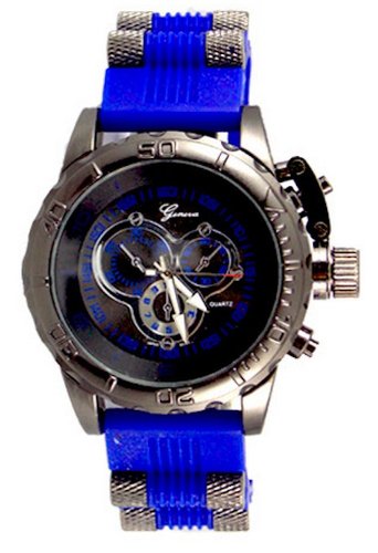 Blue Geneva Watch Black Mens designer fashion boyfriend | Geneva Watches