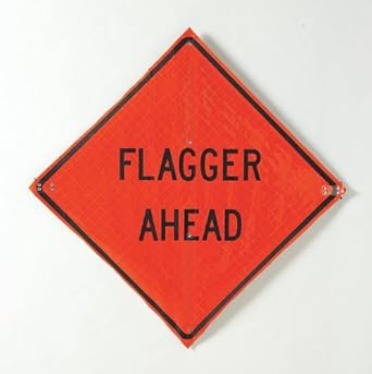 Road Sign, Flagger Ahead, 36 x 36In: Industrial Warning Signs: Amazon ...