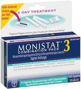 Amazon.com: Monistat 3 Vaginal Antifungal Combination Pack, 3 ...