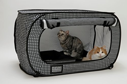 CAT1ST Portable Pop Open Cat Cage Travel Drive Cage Emergency Light ...