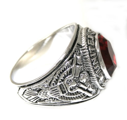 Mens Diamond Rings White Gold: MENS US Army Military Red Garnet CZ 24k ...