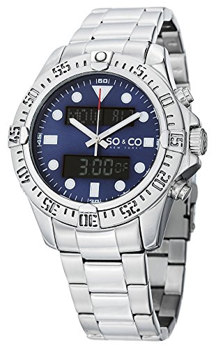 SO&CO New York Men's 5017.2 "Yacht Club" Silver-Tone Watch from SO&CO ...