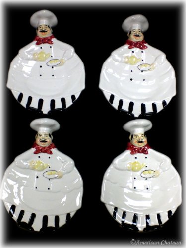 Set 4 Fat French Chef Plates Spoon Rests Kitchen Decor | kitchen wall ...