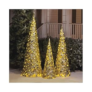 Amazon.com - Tall Metal Decorative Lit Trees Yard Ornaments Set of 3 ...