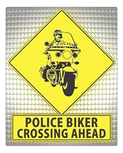 Amazon.com : Police Biker Street Sign funny retro Motorcycle COP ...
