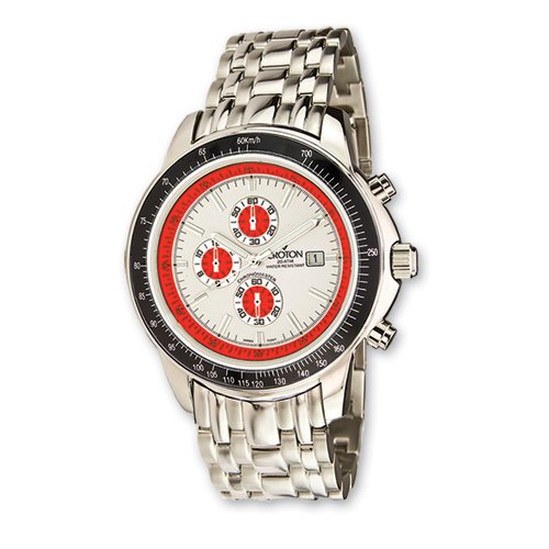 Croton Mens Stainless Steel Red/Wht Dial Chronograph Watch | | USA ...